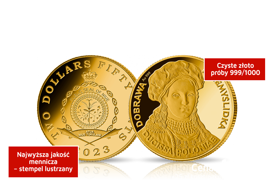 Dobrawa Przemyślidka - żona Mieszka I na złotej monecie